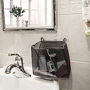DII Bathroom Mesh Caddy Suction Organizer, Large Set, Gray 2 Piece