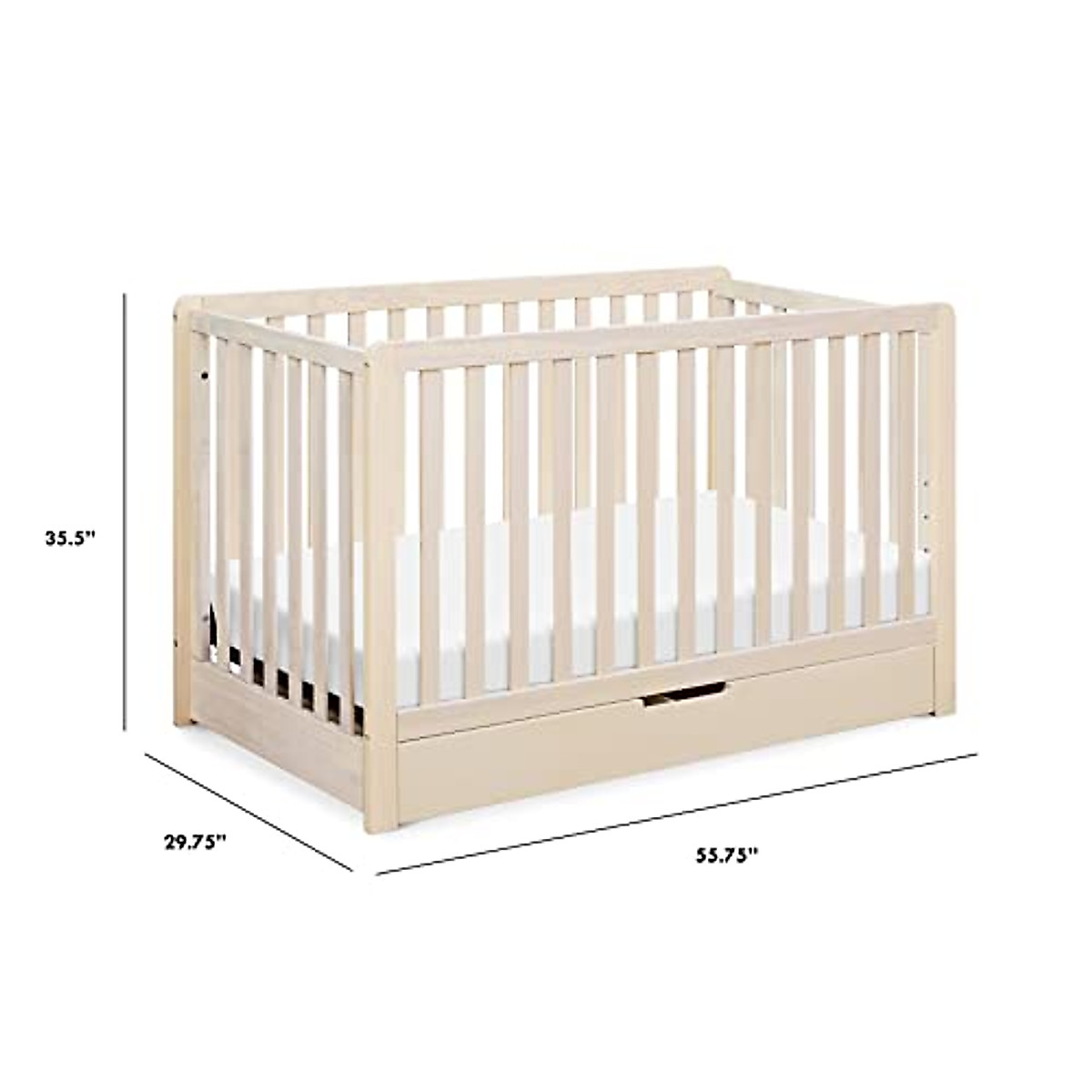Carter's by DaVinci Colby 4-in-1 Convertible Crib with Trundle Drawer in Washed Natural, Greenguard Gold Certified, Undercrib Storage