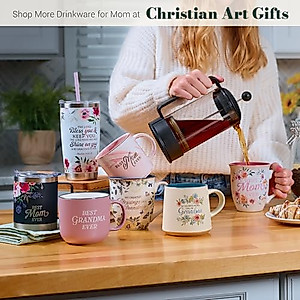 Christian Art Gifts Stainless Steel Double-Wall Vacuum Insulated Tumbler w/Straw & Lid 18 oz Pink Floral Inspirational Bible Verse Travel Mug for Women- Bless You and Keep You -Numbers 6:24-25