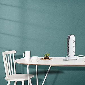 Oviitech Surge Protector Power Strip Tower 5 AC Outlets with 3 USB Charging Ports(3.1A Total), 4 Feet Cord Wire Extension,White and Gray, ETL Listed