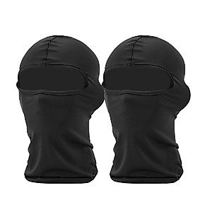 JANSONG Pack of 2 Balaclava Ski Mask Face Hat for Men Women Windproof Breathable Outdoor Airsoft Motorcycle Sun Black Riding Snowboarding Running