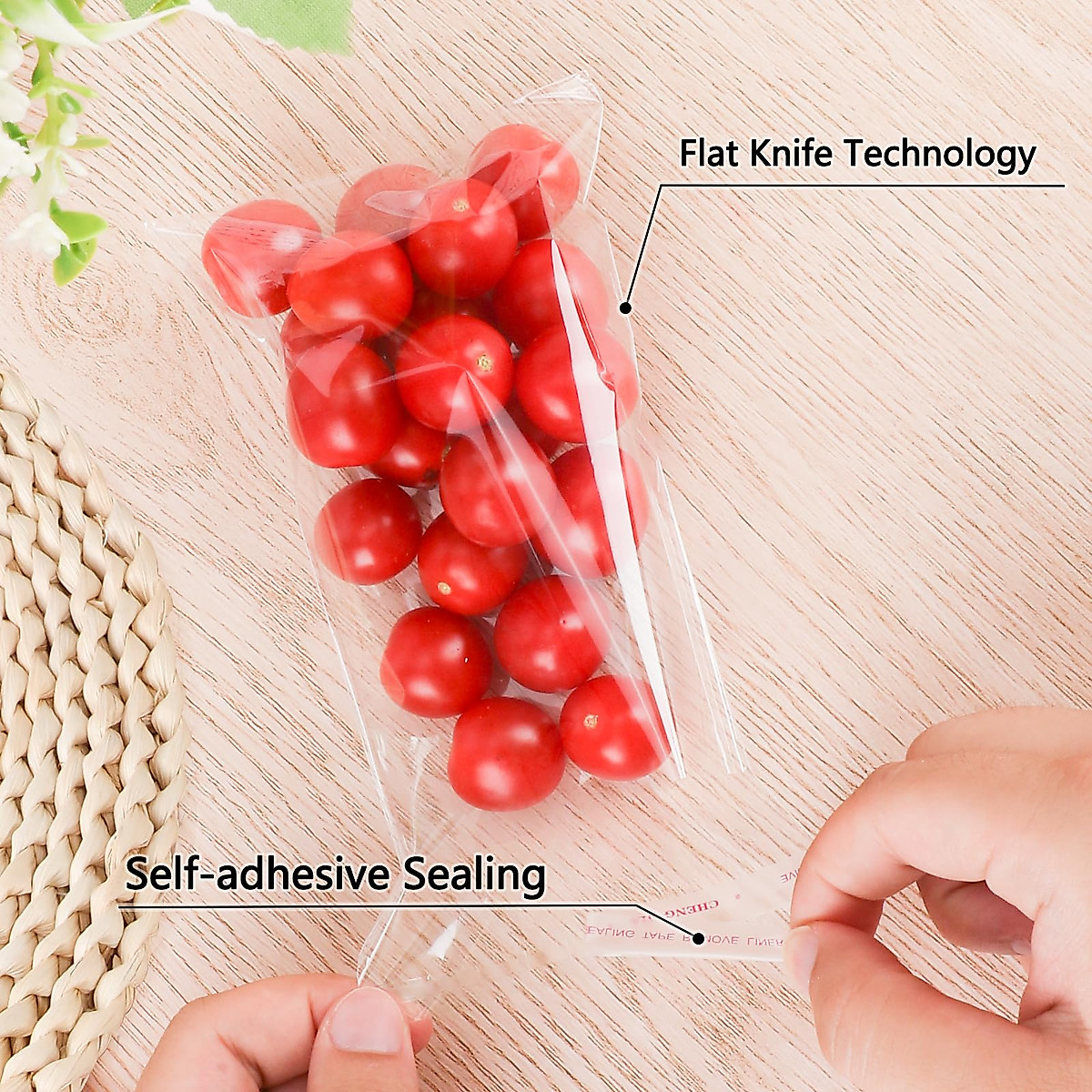 Cookie Bags 200 Pcs, Clear Cellophane Bags 4x6 Inch, Self Sealing Cellophane Bags for Cookie Packaging, Cookie Bags with Seal for Bakery Packaging and Gifts