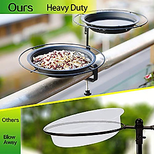 Solution4Patio Expert in Garden Creation Urban Apartment Deck Rail Bird Feeder & Bird Bath, Balcony Platform Removable Metal Tray 8" Dia, Not Blowing Away, Adjustable Clamp Bracket #G-B124A00-US