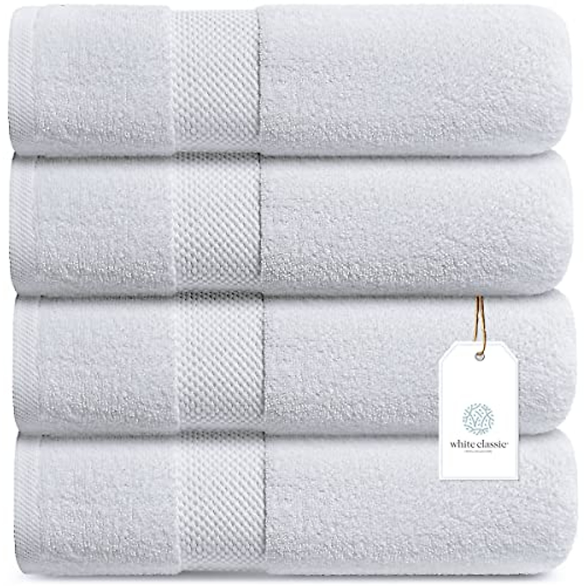 Luxury White Bath Towels Extra Large | 100% Soft Cotton 700 GSM Thick 2Ply Absorbent Quick Dry Hotel Bathroom Towel | 27x54 Inch | White | Set of 4
