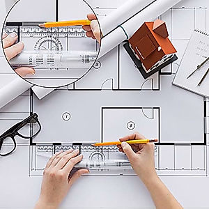 2 Pieces Plastic Measuring Rolling Ruler, Drawing Roller Ruler, Parallel Ruler, Multifunctional Drawing Design Ruler for Measuring, Drafting, Student, School and Office (6 Inch, 12 Inch)