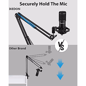 ikedon Studio USB Condenser Microphone, Professional 192kHz/24bit Cardioid Recording Microphone, Plug&Play Computer Microphone Kit with Scissor Arm, Streaming Mic for Podcasting YouTube Gaming -S663