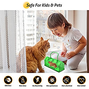 Humane Mouse Trap No Kill,Catch and Release Indoor/Outdoor Mouse Traps for Mice,Easy to Set,Mouse Catcher Quick Effective Reusable and Safe for Families Green(2PCS)