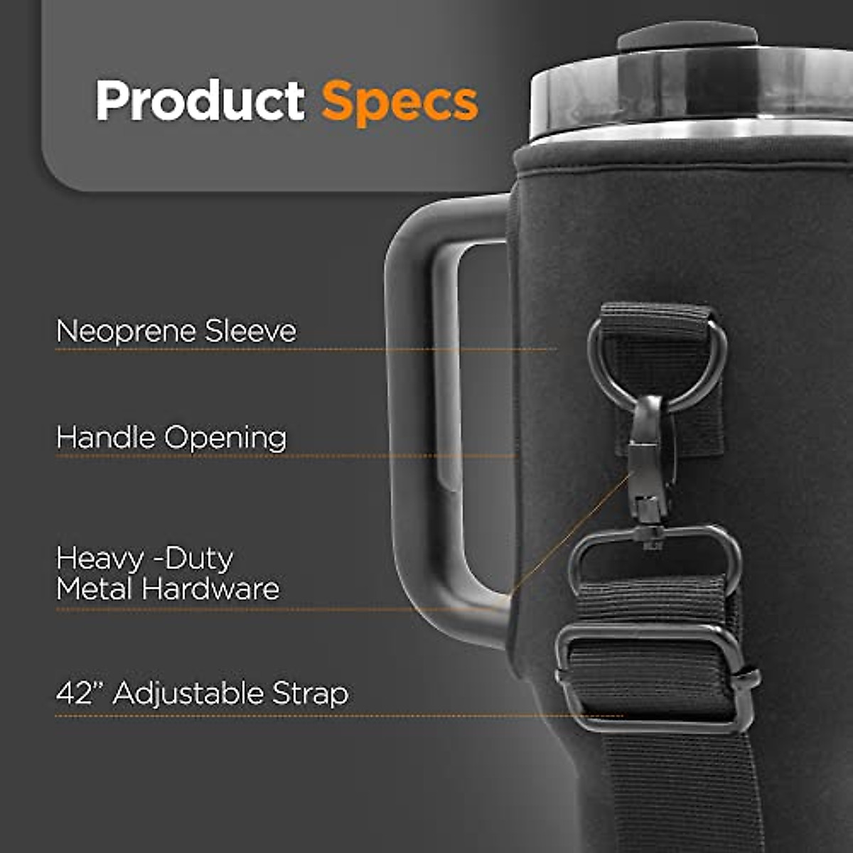 Fitted Sling Bag for Stanley 40 oz Tumbler with Handle, Protective Sleeve Replacement Cover with Shoulder Strap, 40oz Adventure Quencher Cup Accessories (Fits H2.0 FlowState with Straw Lid (Neoprene)