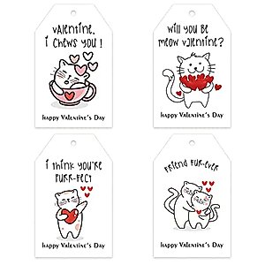 Funny Happy Valentine’s Day Gift Tag for Friends Employees Coworkers, Sweet Valentine’s Day Hanging Gift Tags with String, Cute Friend Valentine’s Day Gift Wrapping Party Favor Supplies (Pack of 60)