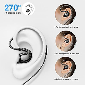 JAAMIRA Sports Wired Earbuds in-Ear Earphones with Microphone &Volume Control -Bass &Noise Isolation Over Ear Headphones with 3.5mm Jack -for Android Phone iPhone Computer Gaming Workout IPX4 Black