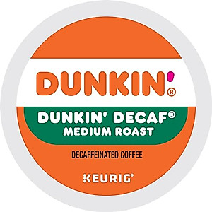 Dunkin' Decaf Medium Roast Coffee, 22 K Cups for Keurig Coffee Makers