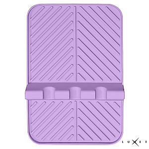Luxet Updated Spoon Rest for Kitchen Counter, Heat-Resistant Silicone Utensil Rest for Countertop with Drip Pad,Non-Slip Spoon Holder for Stove Top Kitchen and Grill Utensil Holder Lid (Purple)