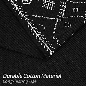 MitoVilla Black Boho Rug 2'x3', Black White Small Boho Bathroom Rug, Farmhouse Kitchen Runner Rugs, Tassel Boho Rug for Bedroom, Washable Bohemian Cotton Linen Throw Rug, Geometric Bath Mat