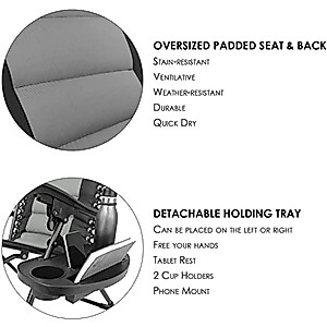 WYKDD Sun Loungers for Garden, Reclining Loungers Chair with Cup Holder & Cushions, Adjustable Headrest, Foldable Lounger
