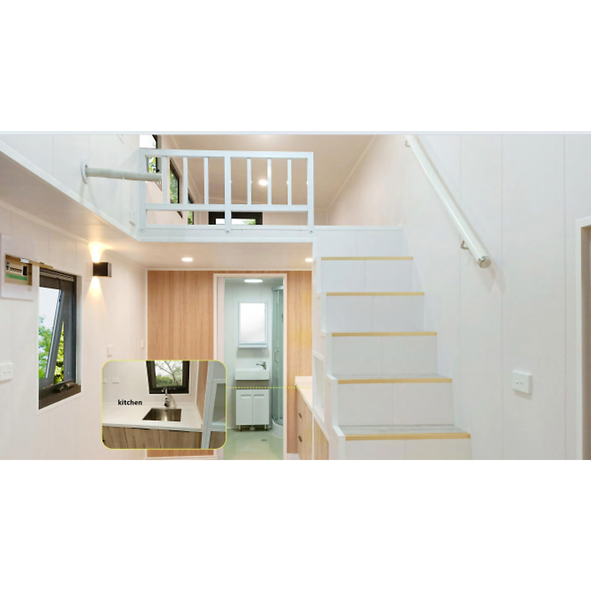 Generic Aluminum Tiny Movable Prefabricated Insulated House with 1 Bathroom, 1-3 bedrooms & 1 Kitchen- Tiny loft House, Mini Caravan,Travel Camper Trailer for Family, Customized