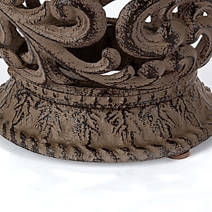 GG Collection Cream Ceramic Bowl and Lid with Detailed Ornate Acanthus Leaf Motif Base