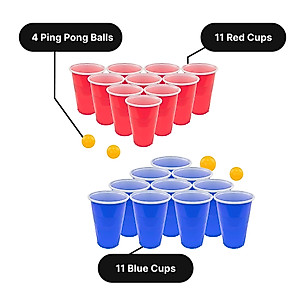 Beer Pong Complete Set - Fairly Odd Novelties - 22 Cups, 4 Ping Pong Balls Fun Competitive Drinking Game