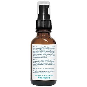 Emu Joy Emu Oil Organic - 100% Pure, Made in the USA - Emu Oil for Skin, Face, Hair, and Nails, Piercing Bump Oil & Tattoo Aftercare