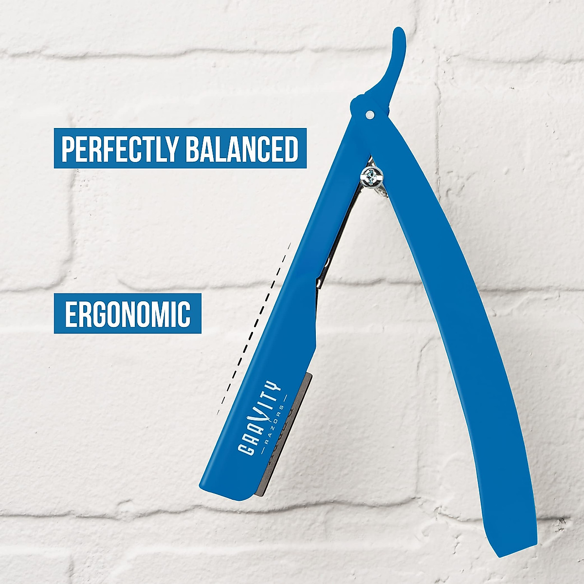 Professional Straight Razor Bundle - Stainless Steel Straight Edge Razor with 20 Gravity Premium Blades (Mystique, Panthera)