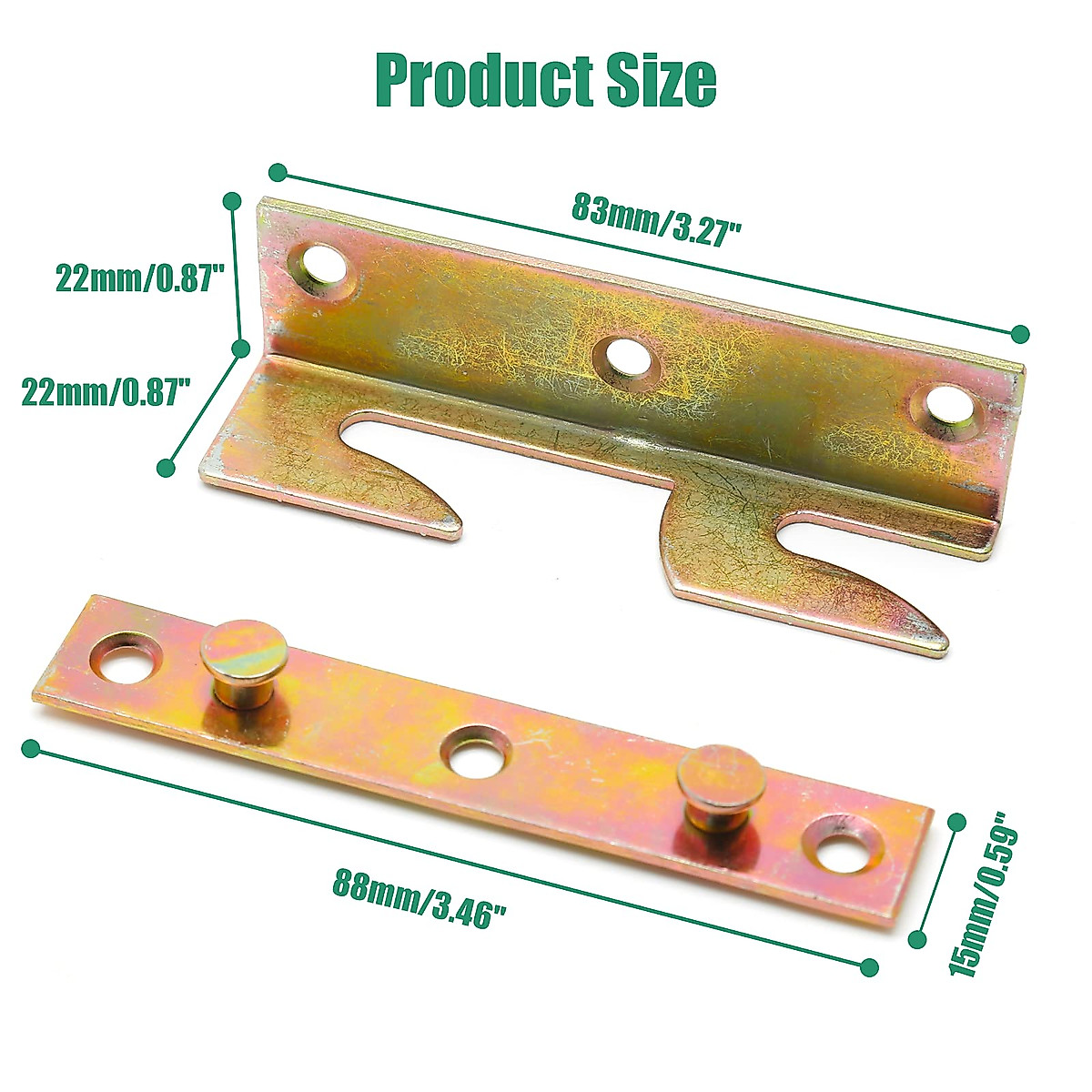 BokWin 4 Sets No Mortise Bed Rail Fittings Wooden Bed Frame Connectors Metal Bed Rail Fasteners