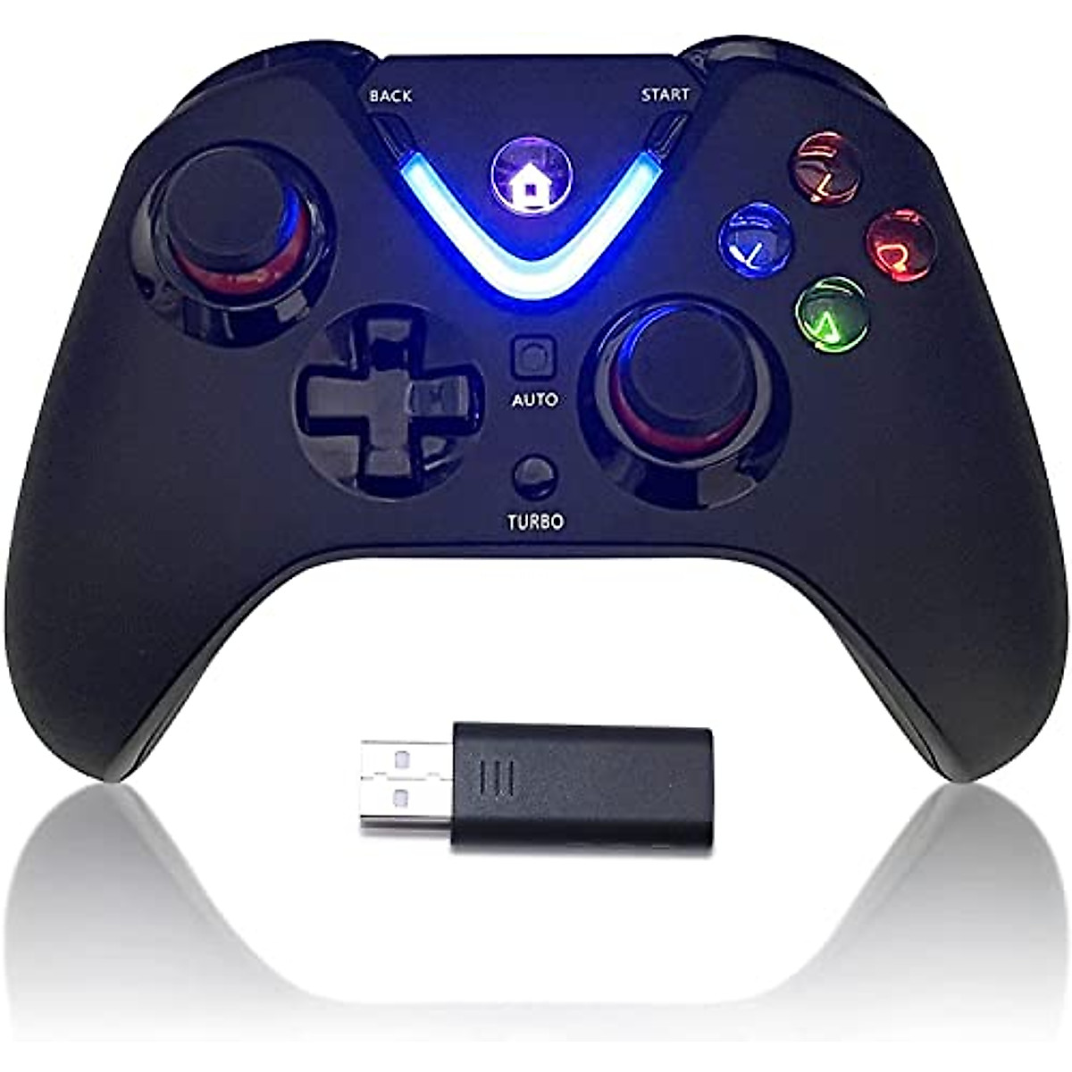 ROTOMOON Wireless Game Controller with LED Lighting Compatible with Xbox One S/X, Xbox Series S/X Gaming Gamepad, Remote Joypad with 2.4G Wireless Adapter Perfect for FPS Games (Black)