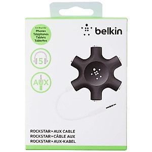 Belkin Rockstar 5-Jack Multi Headphone Audio Splitter (Black) - Headphone Splitter Designed To Connect Up To 5 Devices For Classrooms, Audio Mixing & Shared Experiences - For Iphone, Ipad & More