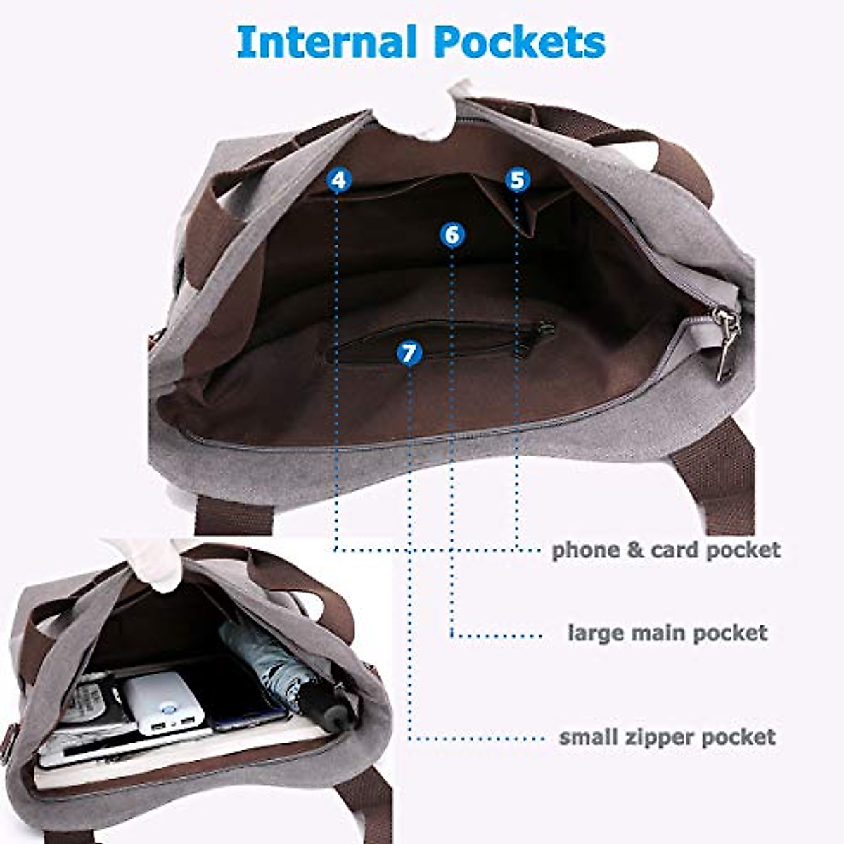 DOURR Hobo Handbags, Canvas Crossbody Bags for women Fashion Crossover Purse Cotton Shoulder Bag (Gray-01)