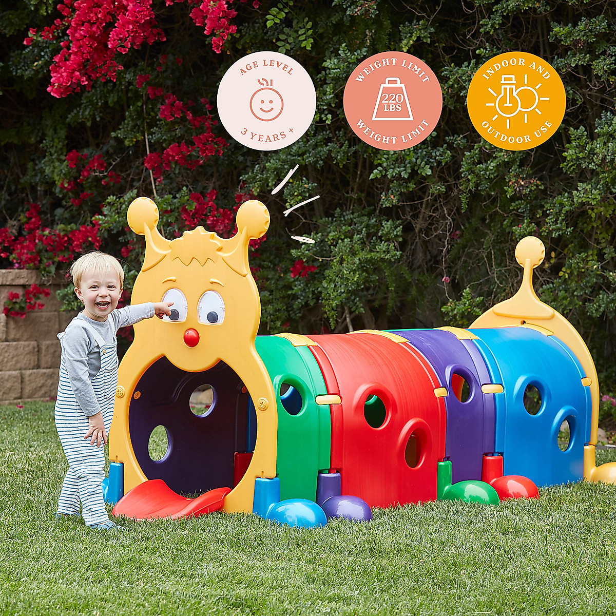 ECR4Kids GUS Climb-N-Crawl Caterpillar Tunnel, Play Structure, Assorted