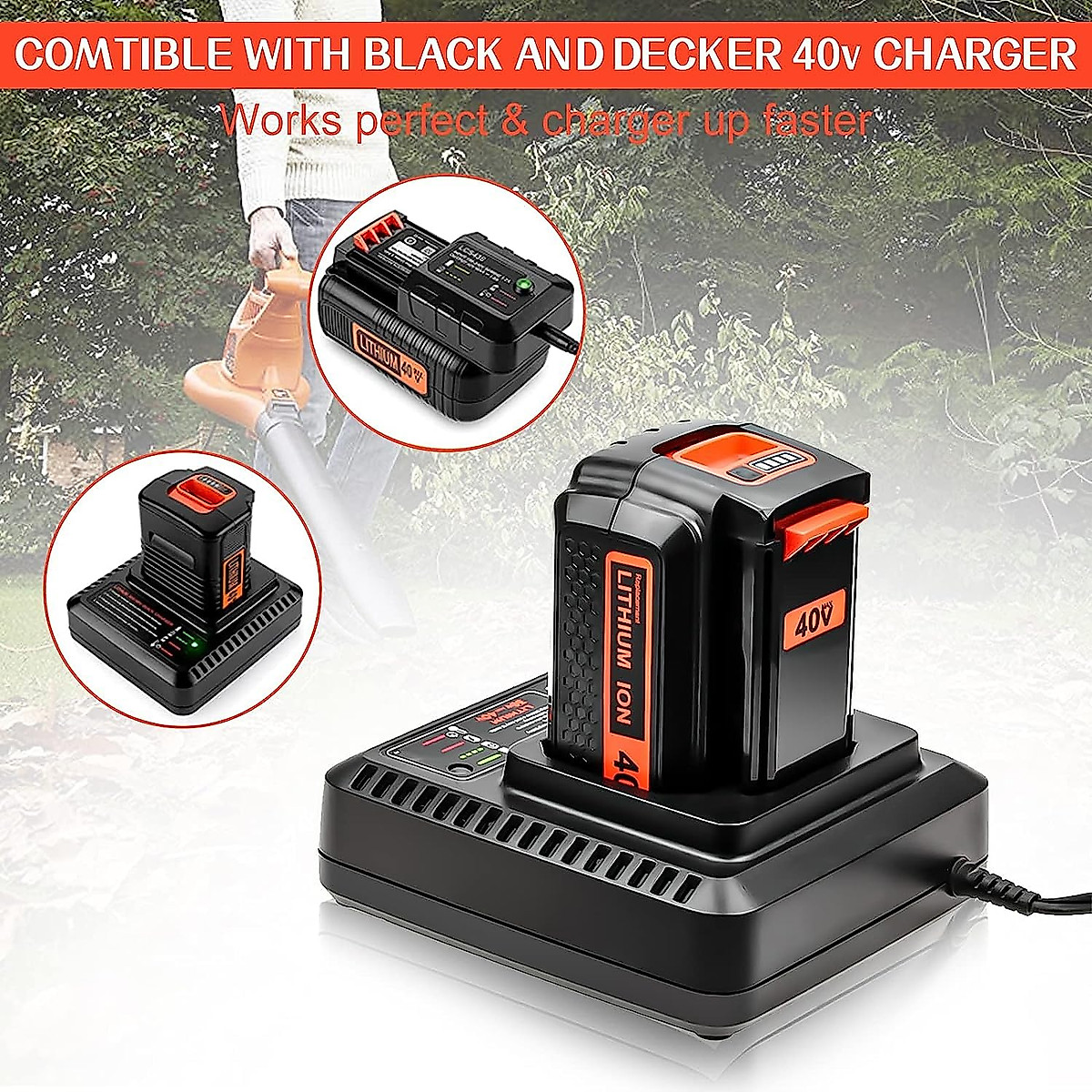 40 Volt 3.0Ah LBX2040 Replacement Battery for Black and Decker 40V Battery Compatible with Black and Decker Lithium Battery LBX2040 LBXR36 LBXR2036 LST540 LCS1240 LBX1540 LST136W Power Tools(Yellow)