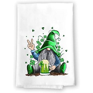 St Patricks Day Kitchen Dish Tea Towel Decoration | Decorative Bathroom Hand Decor | Holiday Shamrock Gnomes Bath Towels | Spring Winter Green Home Decor | Saint Patrick's Day Paddy's Day Paddys