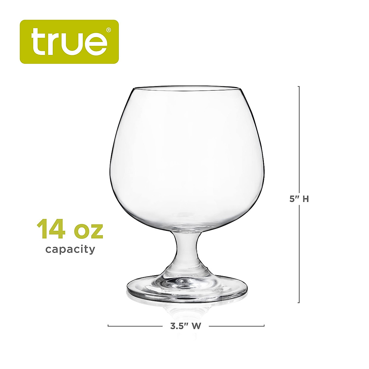 True Brandy Bourbon Whiskey Cognac Scotch Drinking Glasses, Superb Lead-Free Crystal Snifter Glass for Cocktail Party Dishwasher Safe, 14 oz, Set of 4