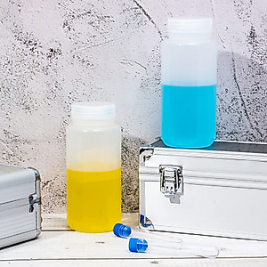 Hoolerry 20 Pcs Plastic Sample Bottles 16oz/ 500ml Laboratory Grade Polypropylene Wide Mouth Reagent Bottles Clear Liquids Storage Bottles with Lids Leak Proof Containers for Lab Classroom