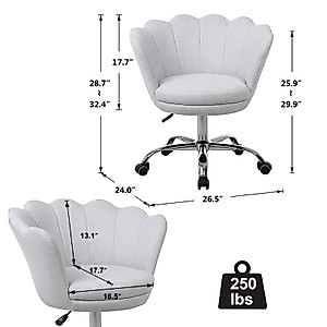 SSLine Home Office Chair,Modern Living Room Chair Linen Fabric Shell Accent Chair,360° Upholstered Adjustable Swivel Armchair Reception Chair for Office, Living Room,Bed Room (Beige)