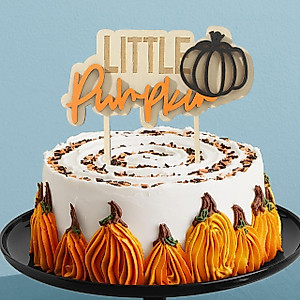 BOOMPA Little Pumpkin Wooden Cake Topper for Halloween - Wooden Cake Topper for Pumpkin Theme Party - Eco-Friendly Wooden Pumpkin Cake Topper - Fall Harvest Little Pumpkin Cake Topper