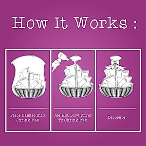 Purple Q Crafts Shrink Wrap Basket Bags 10 Pack For Gift Baskets Clear cellophane PVC Shrink Bags 24"X 30"