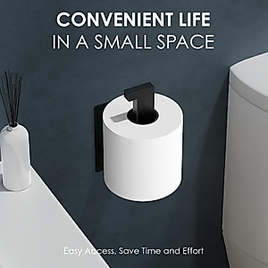 Auxmir Toilet Paper Holder Self Adhesive, Premium SUS304 Stainless Steel Rustproof Toilet Roll Holder No Drilling, Wall Mount Toilet Tissue Holder for Bathroom Kitchen Washroom RV, Matte Black