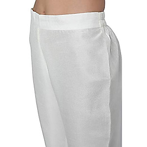 Janasya Indian Women's Off-White Poly Silk Kurta With Pant And Dupatta(SET268-KR-NP-L)