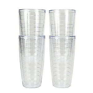 Boston Warehouse Insulated Plastic Tumblers, 24-Ounce, Set of 4, Clear Collection