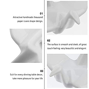 6 Pcs Ceramic Chopsticks Rest Set White Porcelain Chopsticks Holder Thousand Paper Crane Fork Knife Holder Rack - 5.5x5x3cm