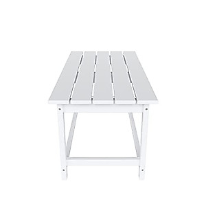 WO Adirondack Outdoor Coffee Table 35" inch Long Retro Rectangle Entertainment Table for Indoor, Outdoor, Living Room, Patio, Lawn, Garden, Balcony, Backyard, Porch, Pool, Deck (Bright White)