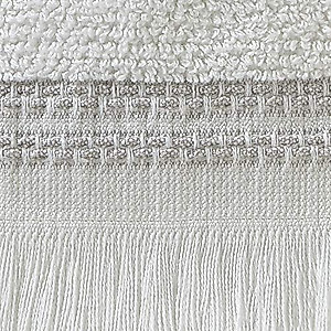 SKL Home Casual Monogram Fingertip Towel Set, 11x18, White 2 Pack