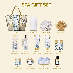 Spa Gift Baskets, Spa Luxetique Spa Gifts for Women, 15pcs Spa Gift Set Includes Bath Bombs, Essential Oil, Hand Cream, Bath Salt and Luxury Tote Bag, Gift for Women