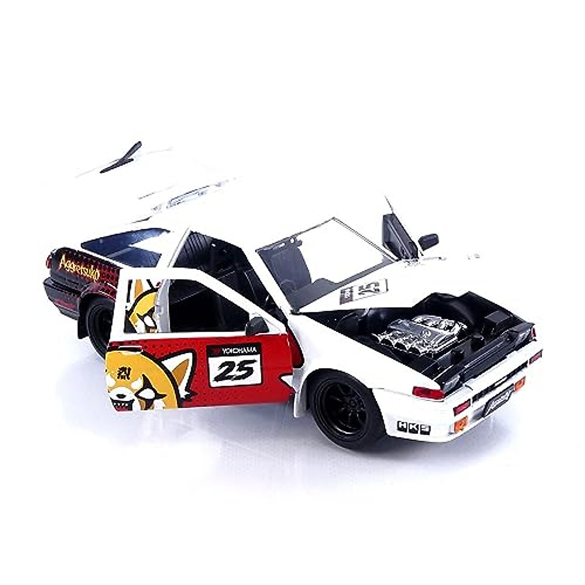 Jada Toys Sanrio 1:24 1986 Toyota Trueno (AE86) Die-cast Car & Aggretsuko Figure, Toys for Kids and Adults (33725)