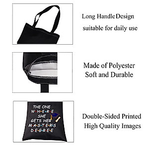 CMNIM Masters Degree Graduation Gifts for Her The One Where She Gets Her Masters Degree Reusable Tote Bag MBA Student Gifts (Masters Degree Gifts Tote Bag)