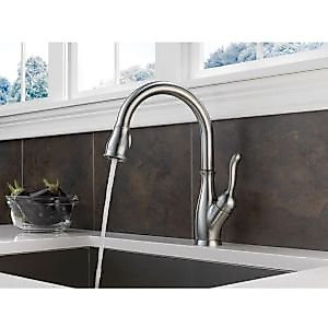 Delta Faucet Leland Touch Kitchen Faucet Brushed Nickel, Kitchen Faucets with Pull Down Sprayer, Kitchen Sink Faucet, Touch Faucet for Kitchen Sink, Touch2O Technology, Arctic Stainless 9178T-AR-DST