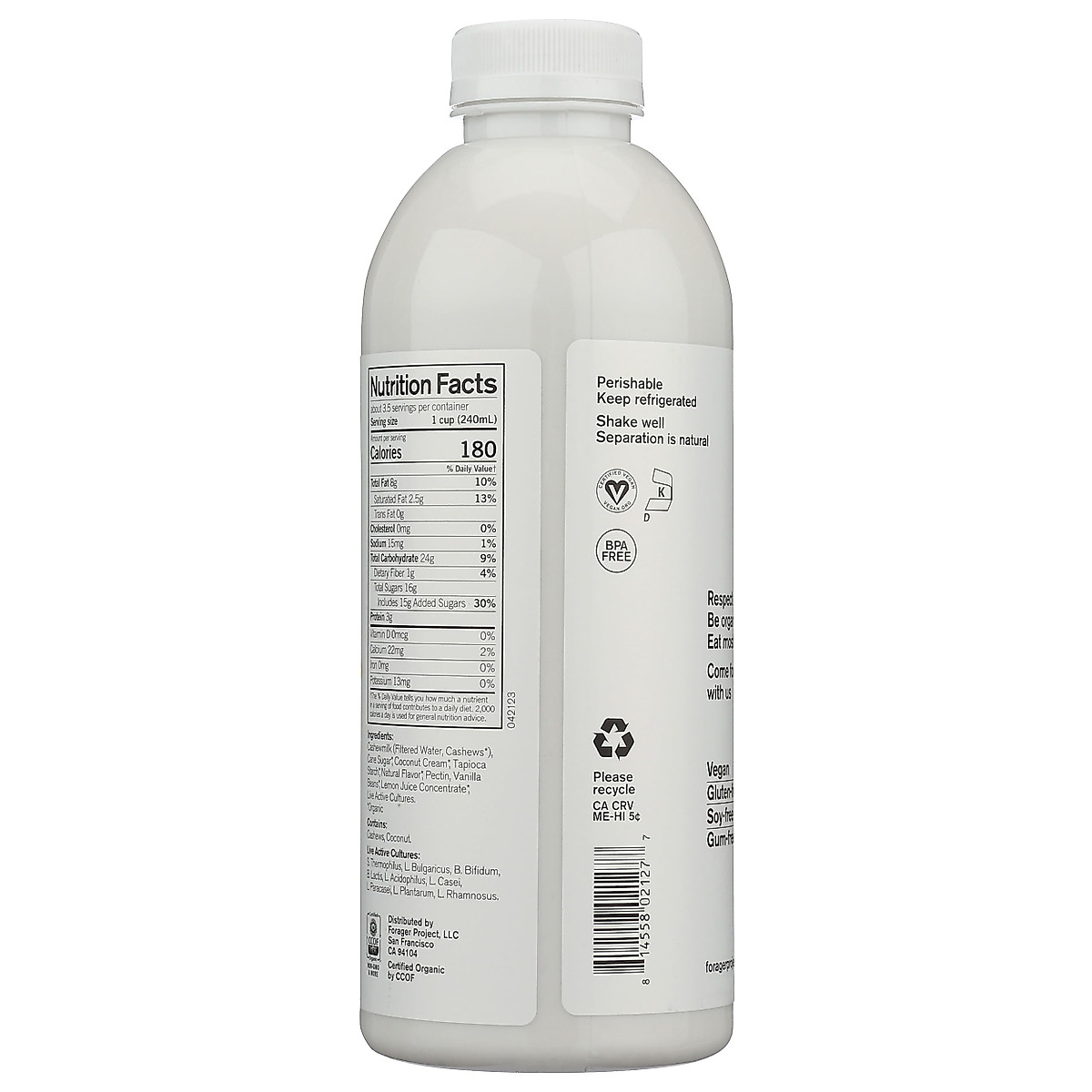 FORAGER PROJECT Organic Vanilla Cashew Drinkable Yogurt, 28 FZ