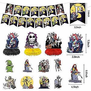 Nightmare Birthday Decorations Party Supplies, Christmas Nightmare Banner,Hanging Swirls and Table Decorations Honeycomb Centerpieces for Nightmare Party decoration