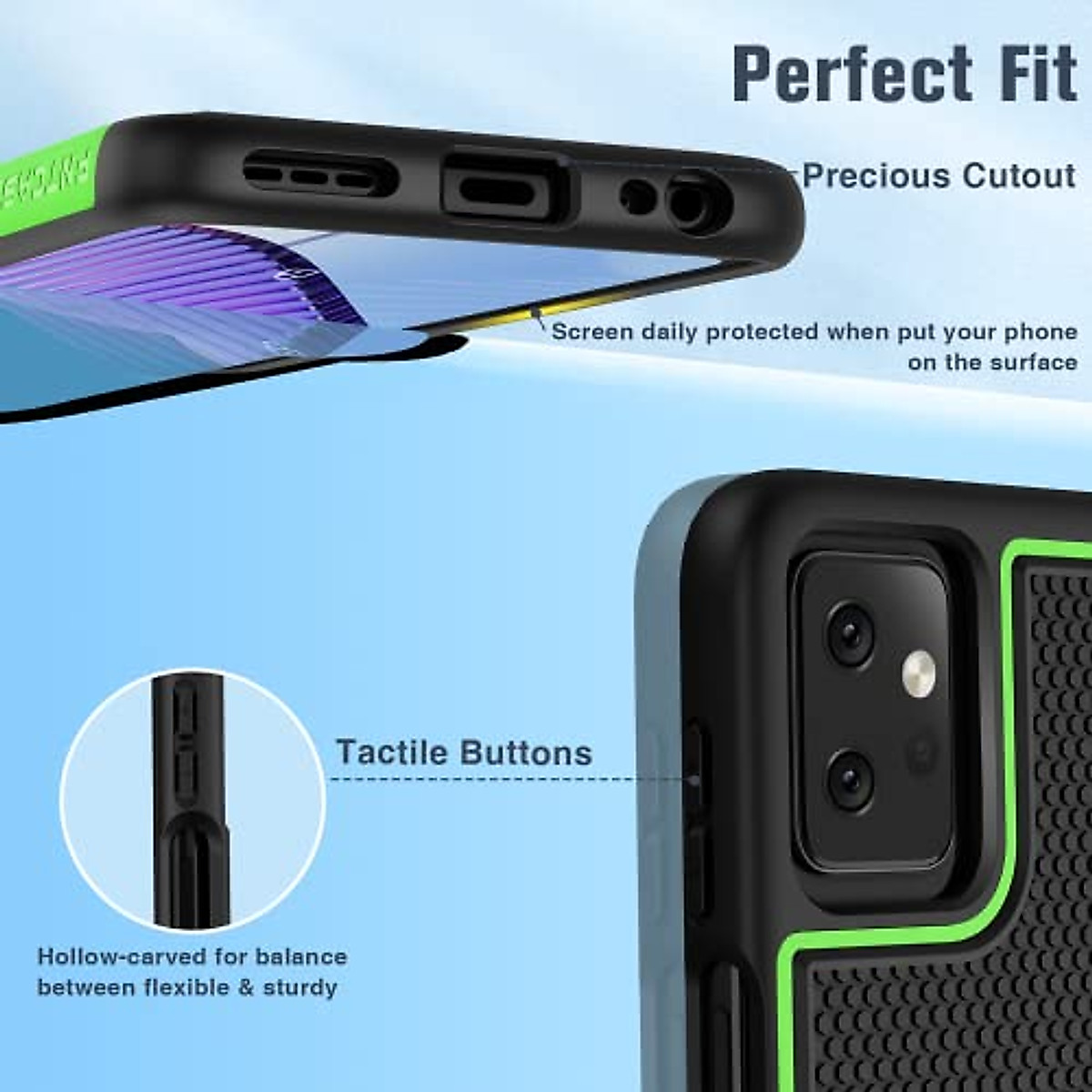 FNTCASE for Motorola Moto G-Power-2023 Case: Moto G 5G 2023 Case | Dual Layer Protective Heavy Duty Cell Phone Cover Shockproof with Textured - Military Protection Bumper - Green