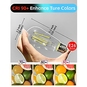 Jensense Edison Bulbs 6W E26 LED Bulb 60 Watt Equivalent, Vintage LED Light Bulbs CRI90+ ST19, Dimmable Clear Light Bulbs, 5000K Daylight Cool White 4 Pack