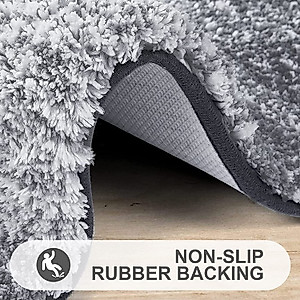 OLANLY Luxury Bathroom Rug Set 2 Piece, Soft Absorbent Microfiber Bath Rugs and U-Shaped Contour Toilet Rug, Non-Slip Bath Carpet, Machine Wash Dry, Bath Mats for Bathroom (24"x16"+24"x20", Grey)